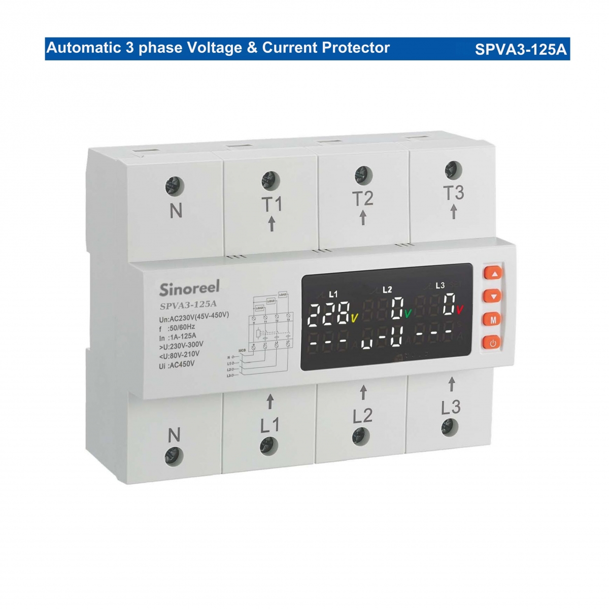 (058) Automatic 3 phase Voltage & Current Protector SPVA3-125A Sinoreel